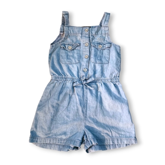 Dkny | Bottoms | Girls Dkny Denim Romper Size 5 Blue | Poshmark